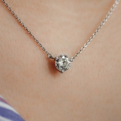 Collier Solitaire en Or Blanc Diamant Fix - Bijouterie joaillerie Bordeaux